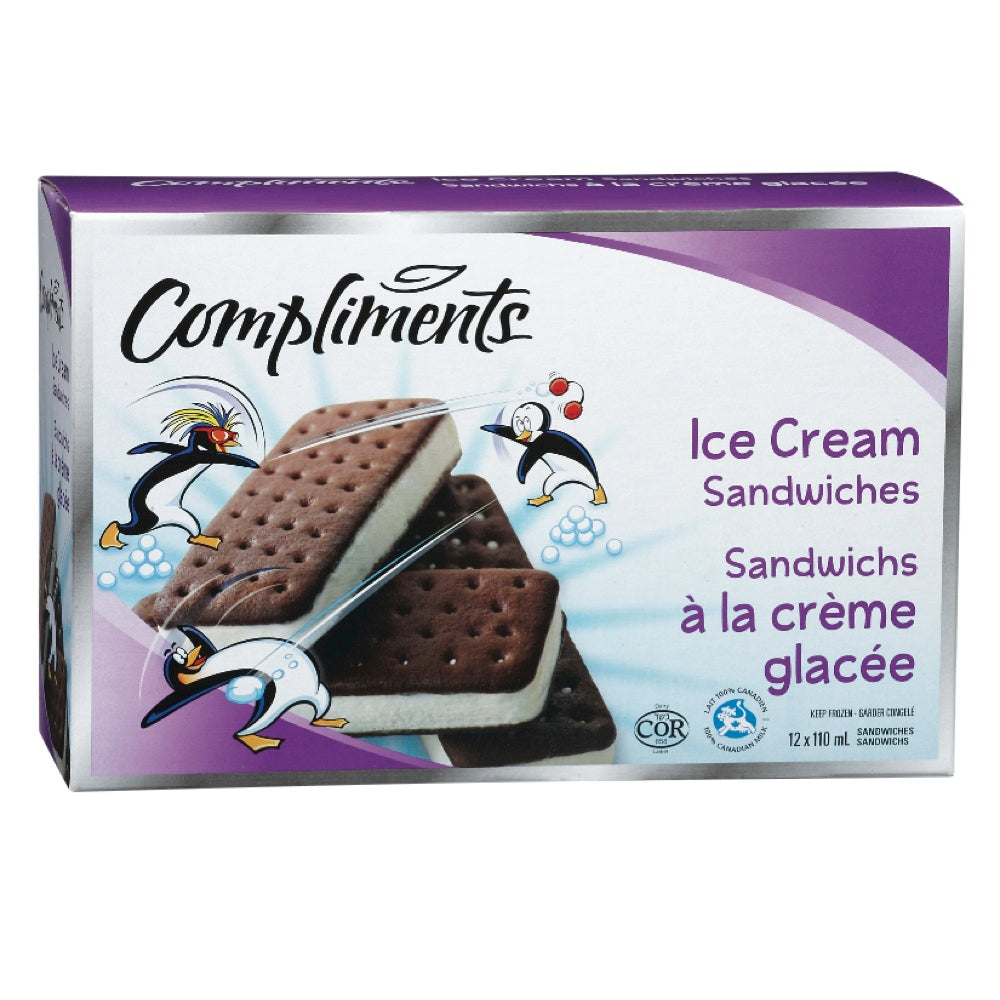 COMPLIMENTS, ICE CREAM SANDWICHES, 12 X 110 ML — Delivurr