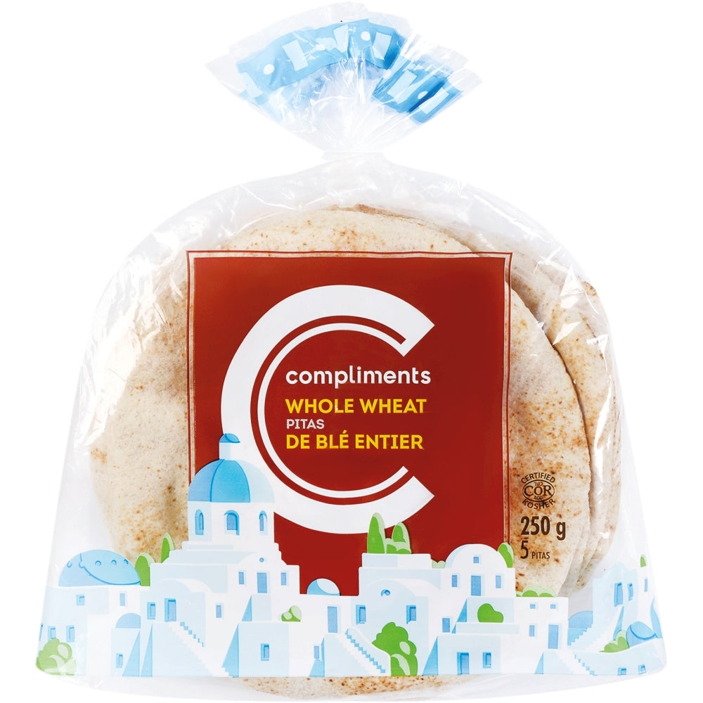 COMPLIMENTS WHOLE WHEAT PITA BREAD 250G — Delivurr