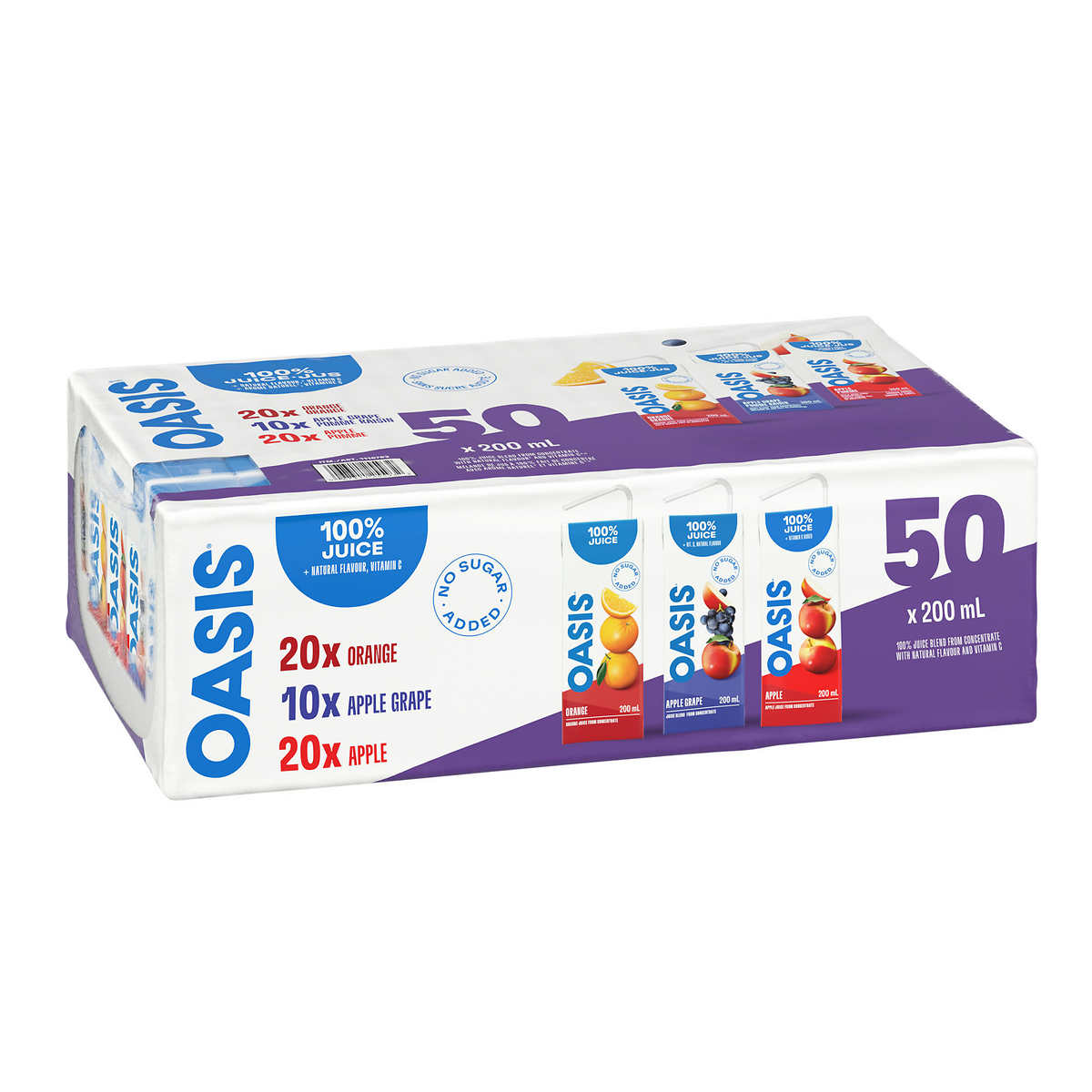 OASIS, 100% JUICE ASSORTED FLAVOURS, 50 X 200 ML — Delivurr